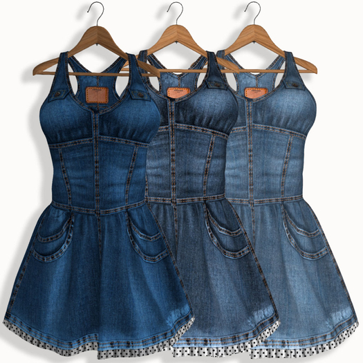 Second Life Marketplace - 04 Bianca Chic dress,denim fabric. Maitreya ...